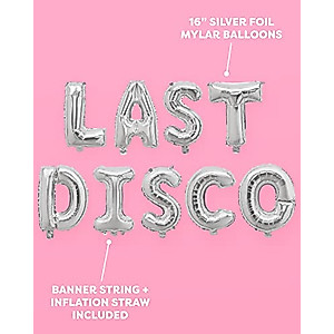 xo, Fetti Last Disco Foil Balloons - 16", Silver | Bachelorette Party Decorations, 70s, Bride Supplies, Space Cowboy Bach,