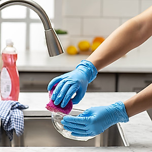 Comfy Package [100 Count Synthetic Vinyl Gloves, Blend Disposable Gloves, Powder & Latex Free, Plastic Non-Sterile Gloves - Medium