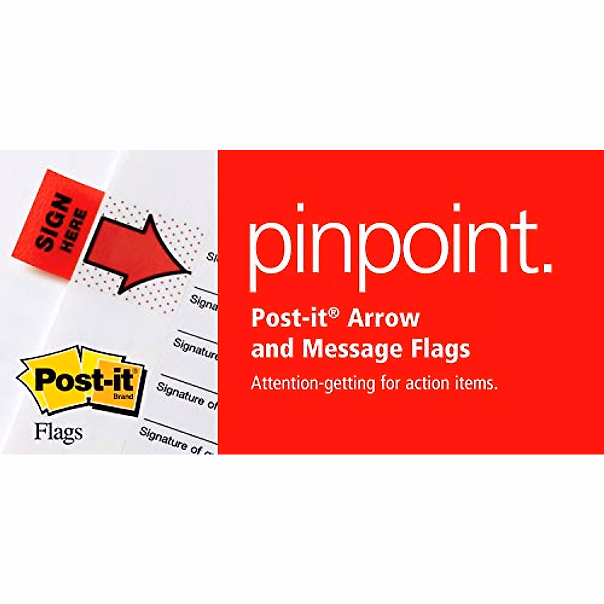 Post-it Message Flags, "Sign Here", 50/Dispenser, 2 Dispensers/Pack, 1 in Wide, Yellow (680-SH2)