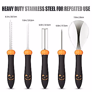 Upgraded 17 PCS Pumpkin Carving Kit for Adults & Kids with Professional Detail Sculpting Tools, Heavy Duty Stainless Steel Knife Set with Carrying Case for Halloween Decoration