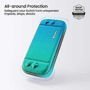 tomtoc Switch Case for Nintendo Switch, Slim Switch Sleeve with 10 Game Cartridges, Protective Switch Carry Case for Travel, with Original Patent and Military Level Protection, Twisted Blue