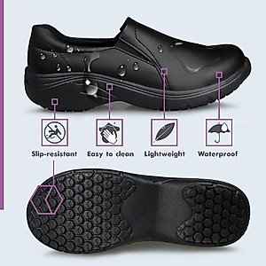 Hawkwell Women's Slip On Lightweight Comfort Slip Resistant Nursing Shoes,Black Synthetic,8 M US