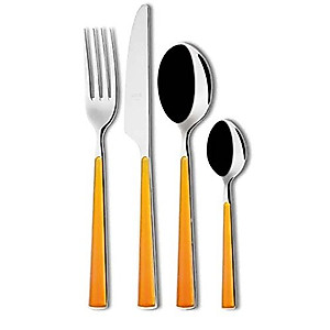 Mepra Primavera Cutlery Set – [24 Piece Set], Orange, Mirror Finish, Dishwasher Safe Cutlery for Fine Dining