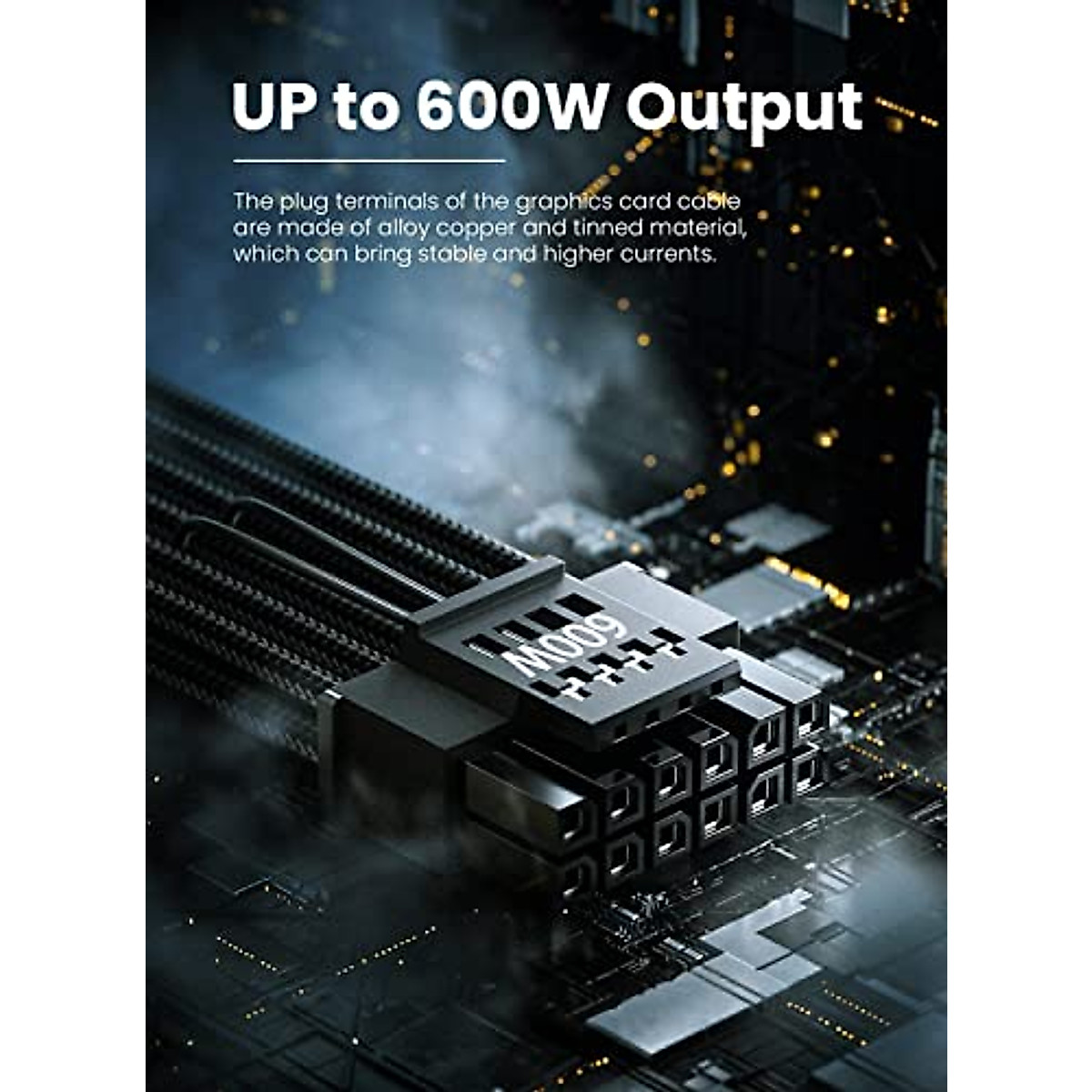 Fasgear PCI-e 5.0 Extension Cable: 16Pin(12+4) Male to PCIE 5.0 4x8(6+2) Pin Female Sleeved Extension Cable, 40cm 12VHPWR Cable Compatible for GPU GeForce RTX 3090Ti & RTX 4080 4090 (16AWG/Black)