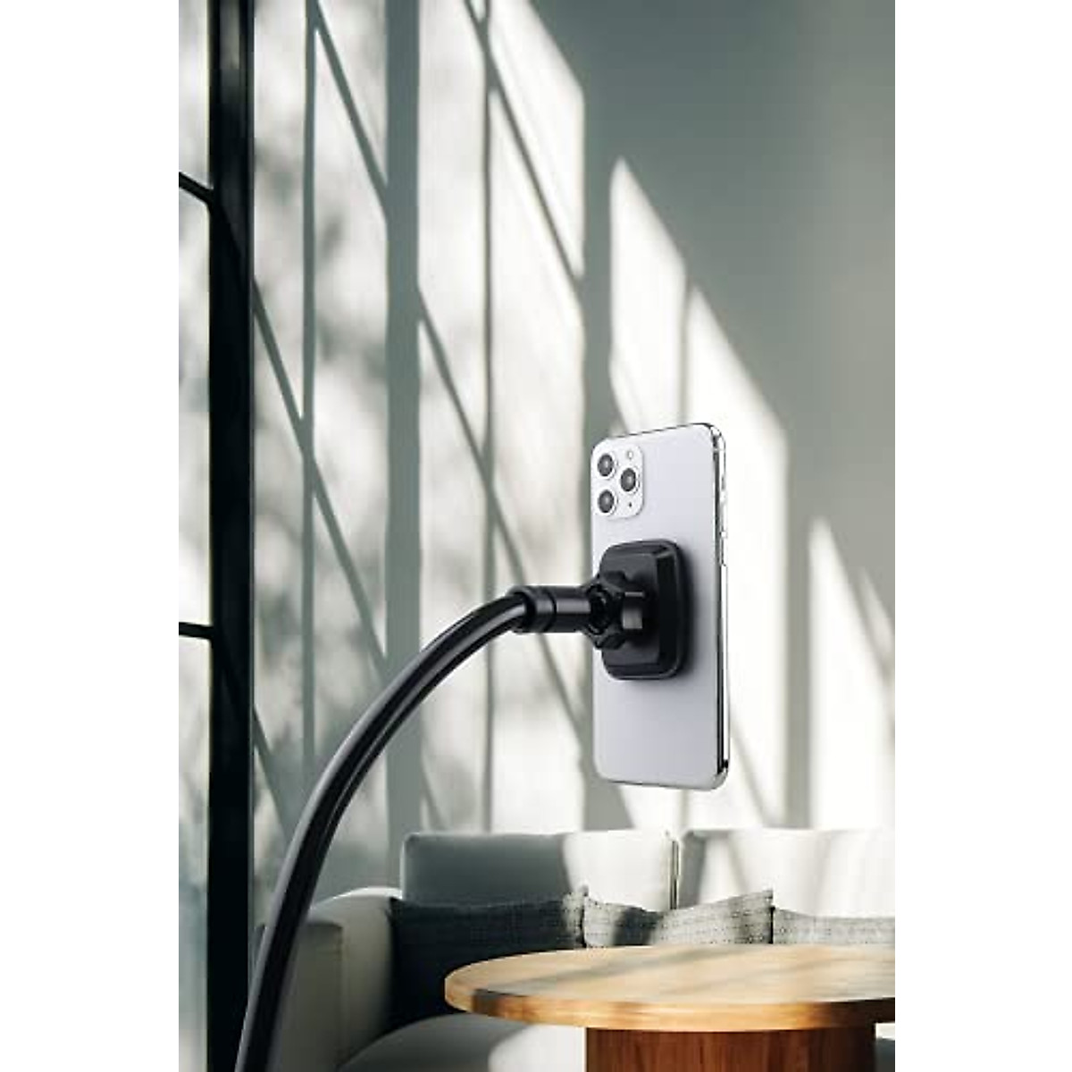 Debranded Products Magnetic Gooseneck Phone Holder Mount - Heavy Duty Magnetic Stand, Phone Accessories for Bed, Desk, Heavy Duty Magnet and Long Arm, Overhead Stand, Compatible with All Smartphones