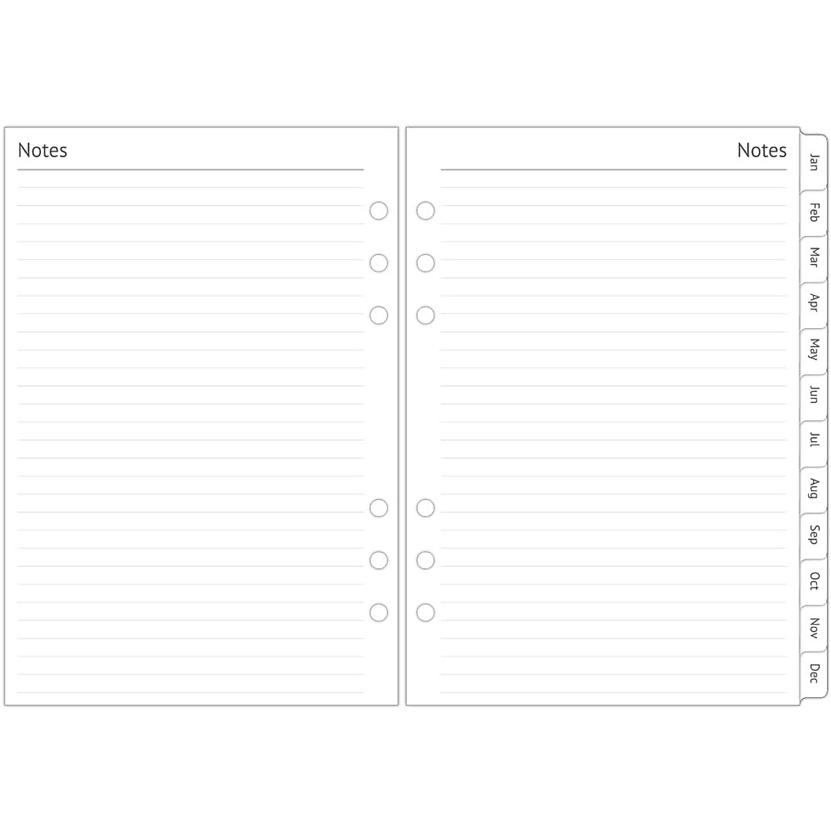 A5 Planner Inserts, Undated Weekly Planner Refills with Coated Monthly Tabs, Daily Schedule, Note Pages, Start Any Time
