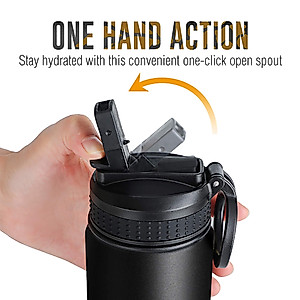 Life's Easy Stainless Steel Insulated Water Bottle - Sports Water Bottle w/Loop Handle Bionic Silicone Straw Lid - Vacuum Flask for Hot & Cold Drinks - Great for School & More (Pineapple Black,18 oz)