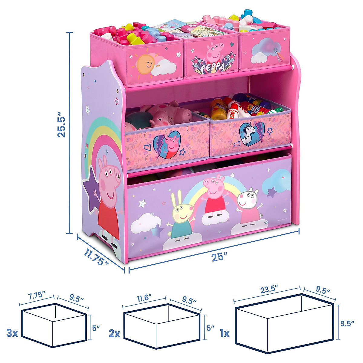 Delta Children Design & Store 6 Bin Toy Storage Organizer, Peppa Pig