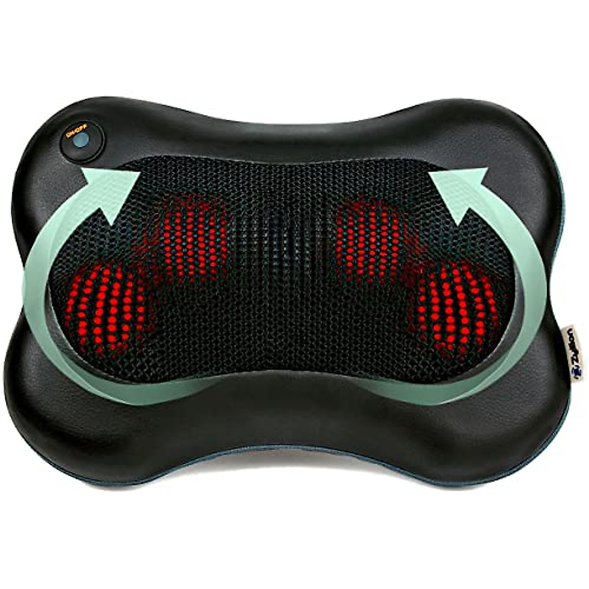 Zyllion Shiatsu Back and Neck Massager - 3D Kneading Deep Tissue Massage Pillow with Heat for Muscle Pain Relief, Chairs and Cars (Wired Connection; NOT Cordless) - Black (ZMA-13-BK)