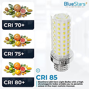 BlueStars [2023 Updated 4 Packs E26/E27 LED Corn Light Bulbs 20W - 150W Equivalent 6500K Cool Daylight White 1600 lumens Non-dimmable for Home Garage Indoor Ceiling Fan and Chandelier
