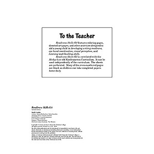 Readiness Skills K4 - Abeka 4 Year Old Kindergarten Development Skills Activity Student Work Book