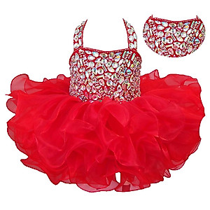 Jenniferwu G128F Infant Toddler Baby Newborn Little Girl's Pageant Party Birthday Dress RED Size 12-18M