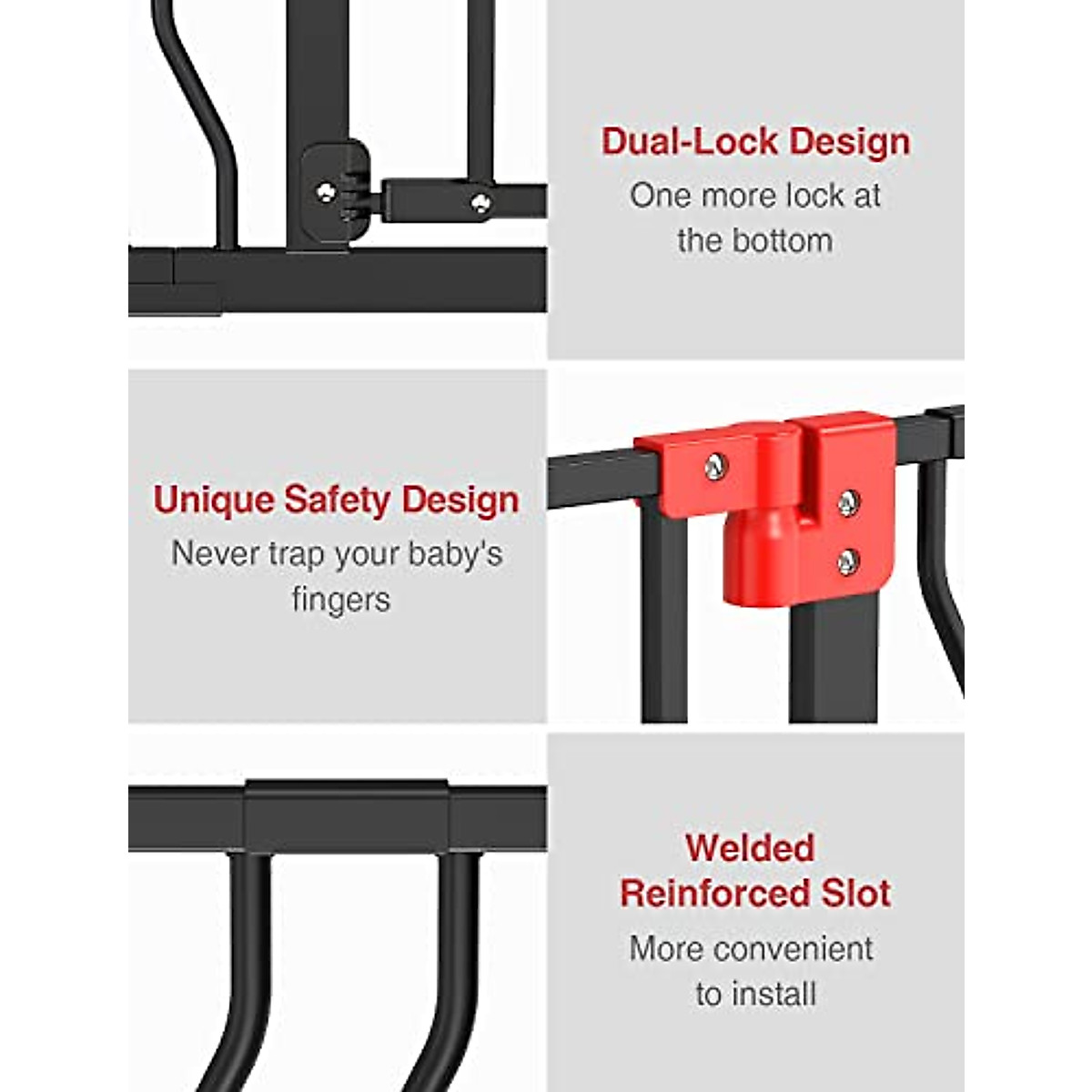 Syvio Baby Gate for Stairs and Door Ways, Dog Gates for The House 29" to 39" with Auto-Close, Pet Gate for Indoor with Wall Protectors and Extenders, No Drilling (Black)