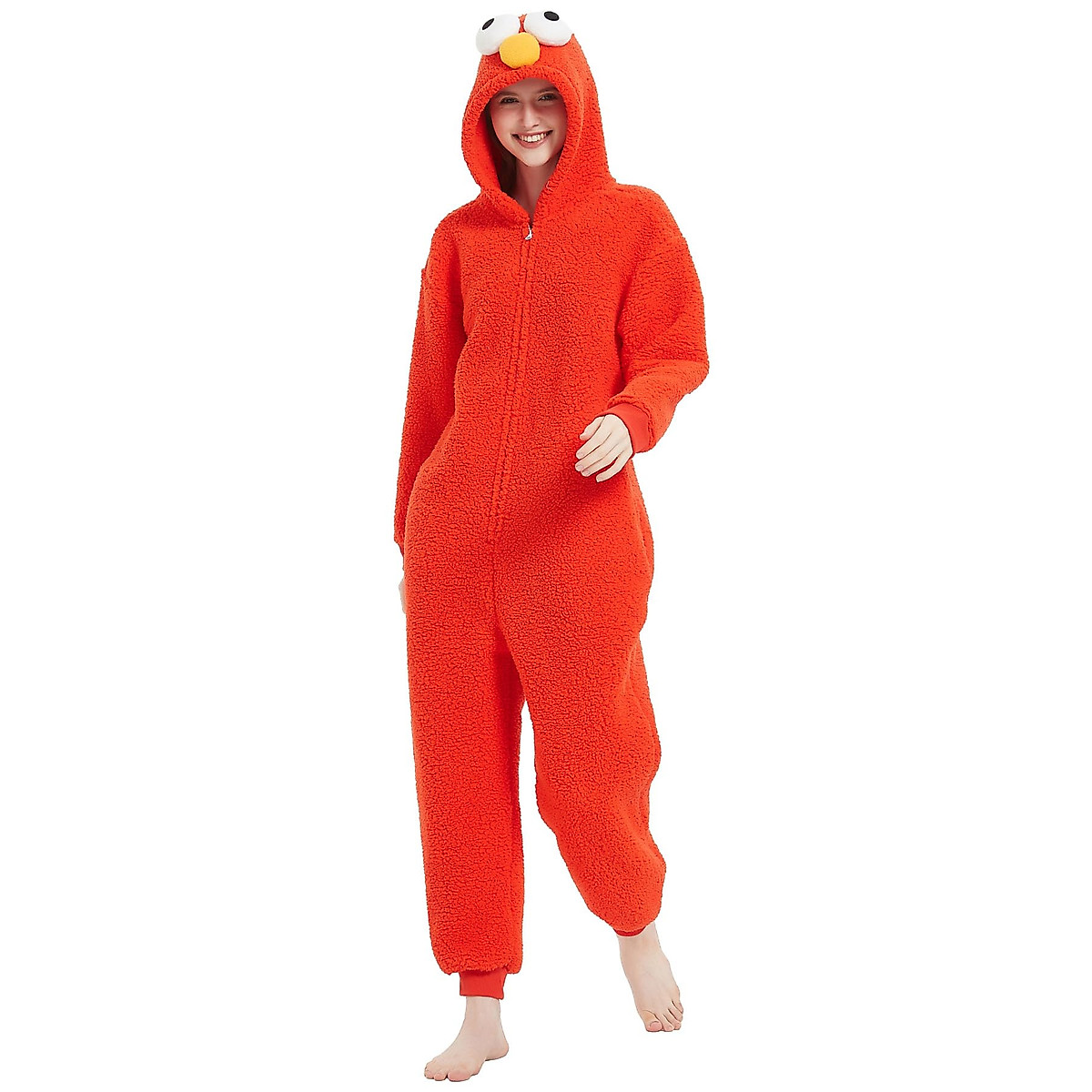JNVarbeitet Adult Animal Onesie Elmo Costume Cosplay Unisex One Piece Pajamas for Women Men XL