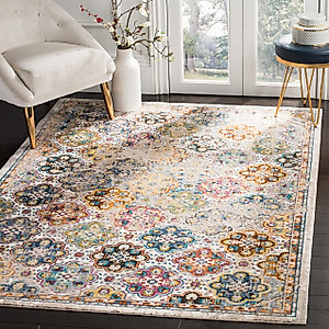 SAFAVIEH Aria Collection Area Rug - 9' x 12', Beige & Multi, Floral Distressed Design, Non-Shedding & Easy Care, Ideal for High Traffic Areas in Living Room, Bedroom (ARA161E)