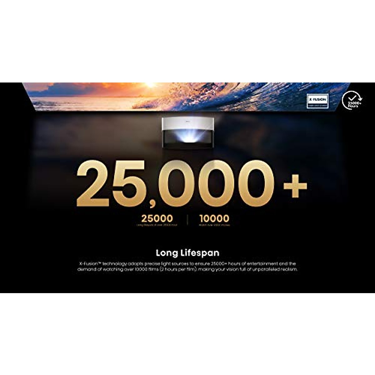 Hisense 120L5F Laser Cinema 4K Ultra Short Throw Laser Projector with 120” ALR Screen | 2700 ANSI Lumens | Android TV | HDR10 | Built-in Alexa and Google Assistant