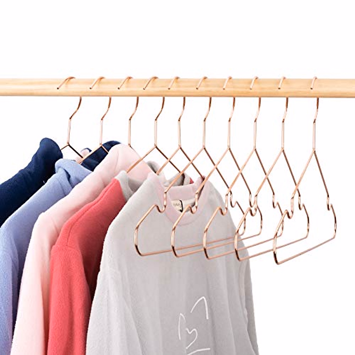 Koobay Clothes Hangers 17" Heavy Duty Adult Clothing Hangers Rose Copper Gold 60 Pack, Metal Wire Top Clothes Hangers for Shirts Coat Storage Display