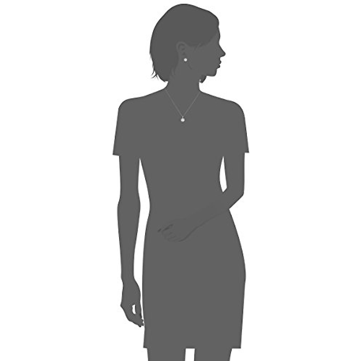 Amazon Collection womens Sterling Silver Cubic Zirconia Halo Pendant Necklace and Stud Earrings Jewelry Set