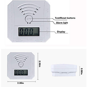 YMDJL Carbon Monoxide Detector 2 Pack, Battery Operated High Accuracy CO Alarm with Sound Warning and Digital LCD Display (2AAA Batteries NOT Included)
