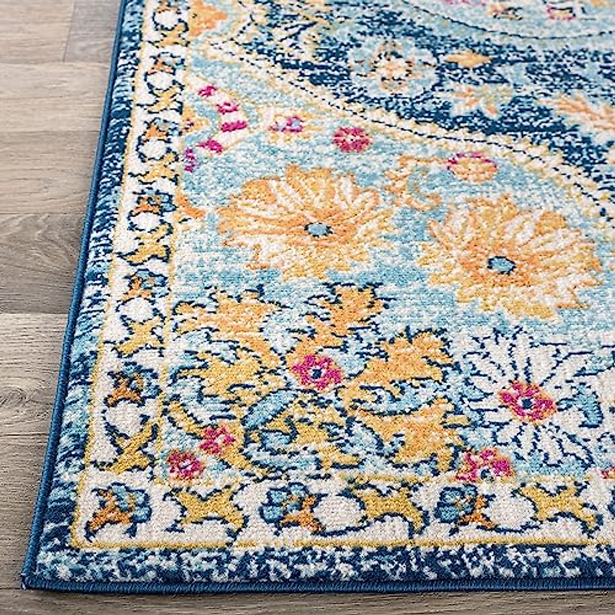 Rugshop Vintage Distressed Bohemian Area Rug 7'10" x 10' Navy