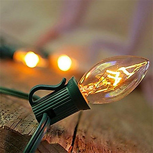 SkrLights 25 Pack C7 Clear Bulbs Christmas Light Bulbs C7 Outdoor String Light Replacement Bulbs, C7/E12 Candelabra Base, 5 Watt-Clear