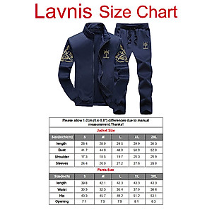 Lavnis Men's Casual Tracksuit Full Zip Running Jogging Athletic Sports Jacket and Pants Set Black 2XL
