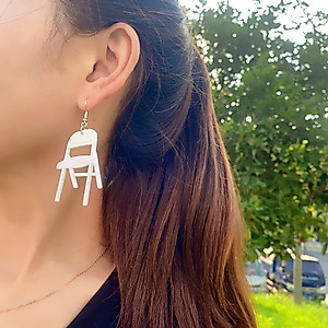 Folding Acrylic Chair Earrings Fight Chaire Earrings for Women (White)