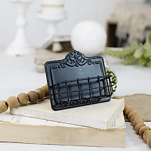 VIP Home & Garden MT2154 Vintage Style Business Card Holder, Antiqued, Dark Brown Finish, Metal