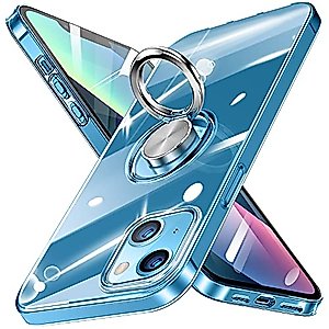 Guuboly Crystal Clear Designed for iPhone 13 Mini Case with Ring Holder Kickstand Soft Transparent Silicone Flexible Shockproof TPU Cover Protective Phone Case Slim Thin, 5.4 inch