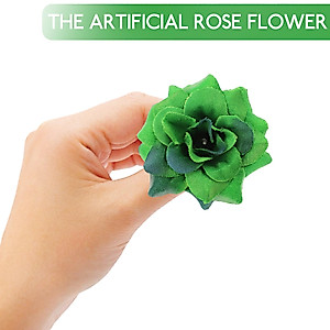 ULTNICE Artificial Faux Flower Heads Home Garden Party Decor 50pcs(Dark Green)