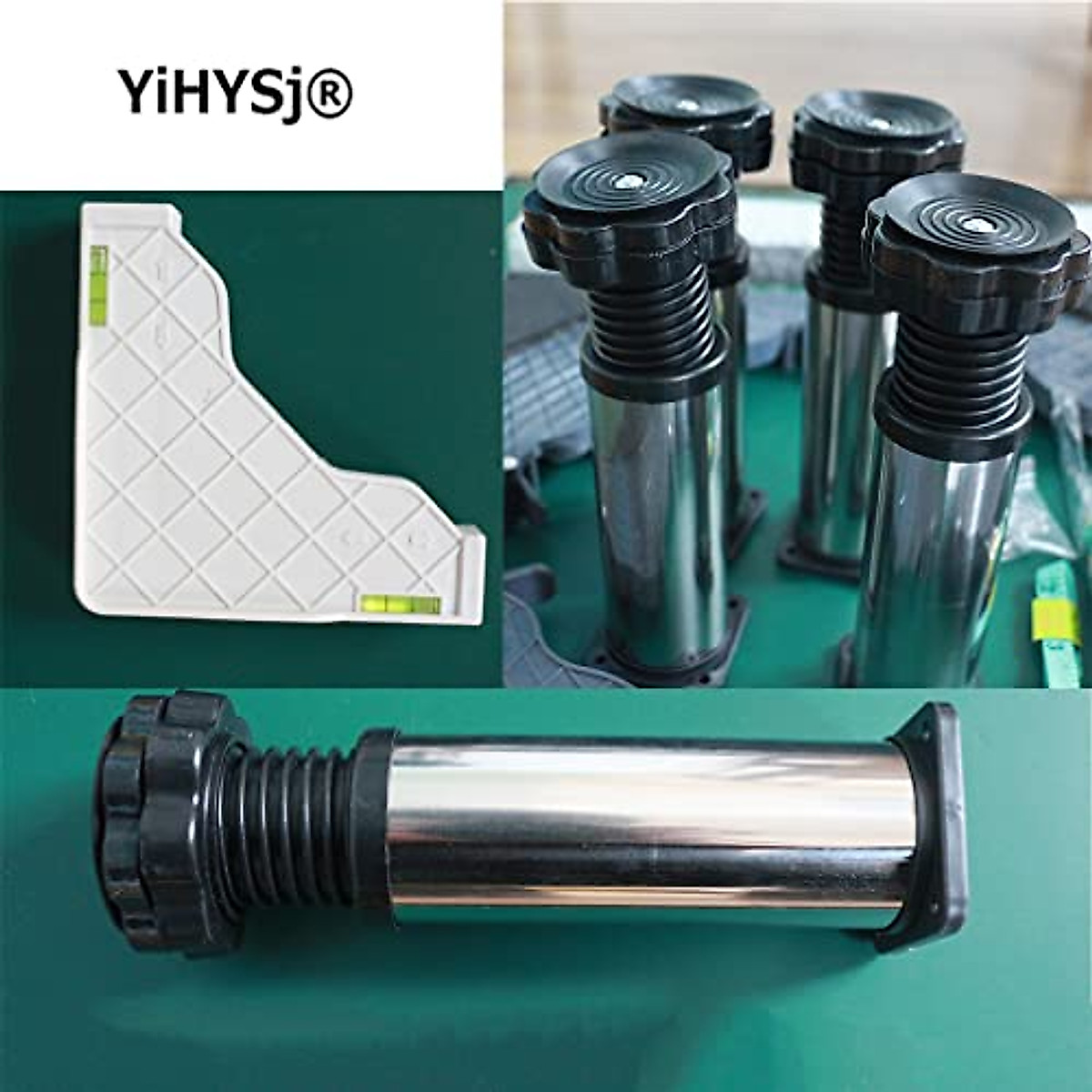 Fridge Stand with 4 Strong Feet Dryer Stand- Refrigerator Stand Height 3.9/5.9/7.8in Adjustable 1.1in Length/width 17.7-25.5in Washer Pedestal Dishwasher Base Stand (5.9inch,gray)