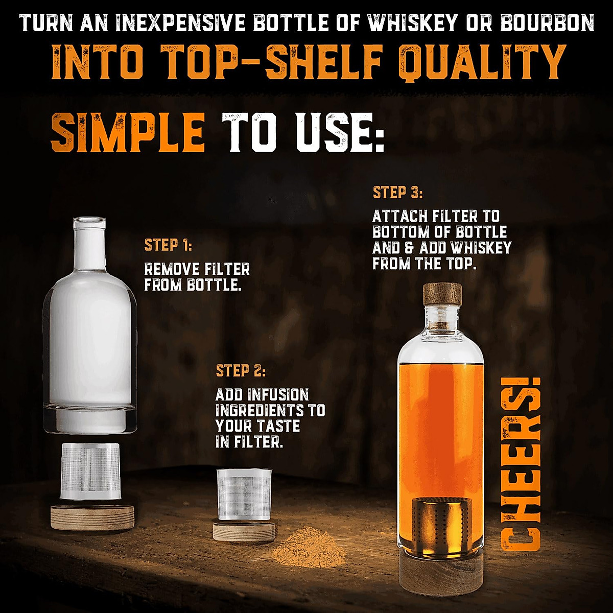 Complete Whiskey Infusion Kit (4 Wood Chips, Orange and Cinnamon Peels) - Whiskey Making Kit Gift Sets for Men - Craft Your Own Whiskey Flavors - Unique Bourbon Gifts for Men