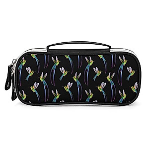 Beautiful Hummingbirds PU Leather Pencil Pen Case Organizer Travel Makeup Handbag Portable Stationery Bag