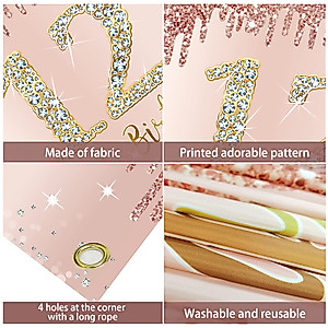 12th Birthday Banner Decorations for Girls, Rose Gold Happy 12 Birthday Backdrop Party Supplies, Pink 12 Year Old Birthday Sign Poster Background Photo Booth Props Decor