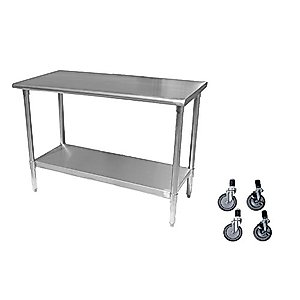 Work Table Food Prep 30 x 30 with Casters (Wheels) - Stainless Steel