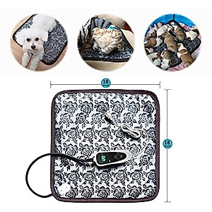 GOLOPET Pet Heating Pad, 18x18 in,Cat Heating pad Waterproof, with Smart Thermostat Switch, Adjustable Dog Heating pad, with Chew Resistant Steel Cord.Complimentary Two Flannel Covers