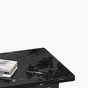 3-Piece Dining Table Set for 2, Small Kitchen Table with 2 Chairs and Storage Rack, Modern Faux Marble Dining Room Table Set Industrial Design for Small Space, Breakfast Table Set, 31.5in Black