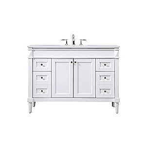 Elegant Decor Indoor Modern Under Sink Bathroom Fixtures Storage Organizer Cabinet 48 inch Single Bathroom Vanity - White