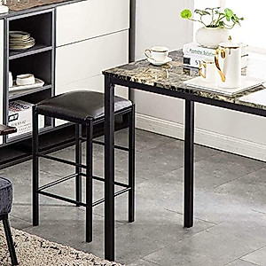 Dining Chair Modern Classic Black Style 3 PCS Counter Height Set Table 2 Kitchen Bar Furniture Thick Sturdy Suitable for Your Luxury Place Elegant Touch Stylish Dinner Room Home Office Restaurant QZPU