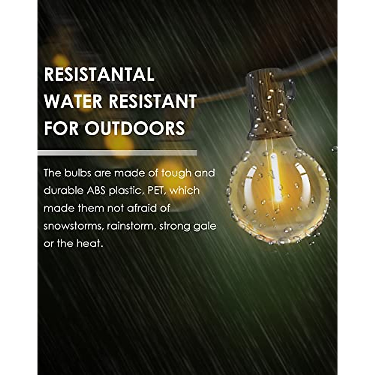 Outdoor String Lights, 150Ft G40 Globe LED Outdoor Lights for Patio with 52 Shatterproof Bulbs(2 Spare), String Lights for Outside, Cafe, Porch, Backyard, Market