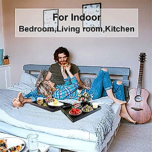 Large Trays Serving Trays Serving Tray with Handles Trays for Eating Breakfast Food Trays Serving Tray Restaurant Ottomans Wooden Black (Large)