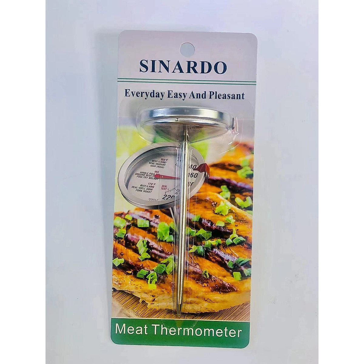 ANNSEA SINARDO Meat Thermometer for Oven T731, BBQ Thermometer, Oven Safe, Large 2.5-Inch Easy-Read Face, Stainless Steel Stem and Housing