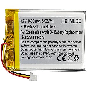 HXJNLDC DC 3.7V 1600mAh FT603048P Rechargeable Polymer Lithium Battery for Steelseries Arctis 9X Wireless Gaming Headset Battery Replacement