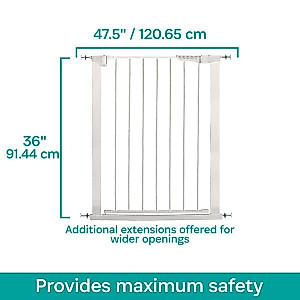 KidCo Gateway Baby Pressure Gate - No Tools or Wall Cups Required - Extra Tall & Wide Auto Close Magnet-Lock Safety Gate, G1200, White