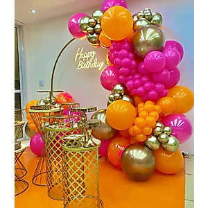 Birthday Balloons For Women Garland Kit Arch Burnt Orange Hot Pink And Gold For Party Decoration
