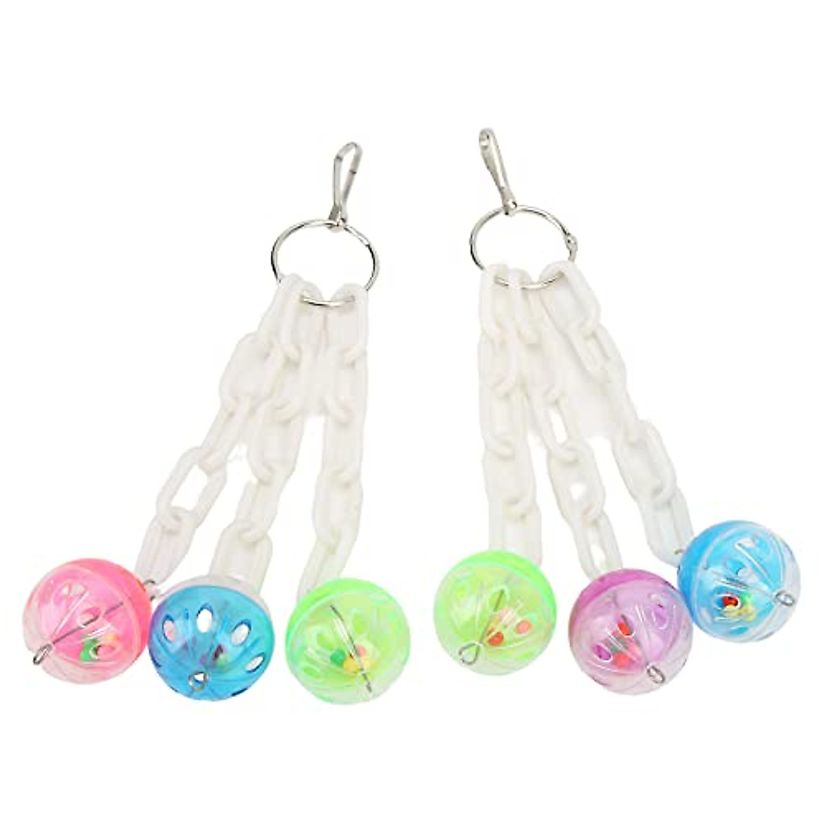 Xirfuni Bird Ball Toys, Plastic Bird Cage Ball Attractive Relieve Anxiety 2 Strings Biting with Hooks for Macaw for Budgie for Cockatiel