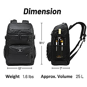 MIER Backpack Cooler Insulated Waterproof Cooler Backpack Leakproof Lightweight Back Pack with Cooler Compartment Lunch Backpack for Men Women to Work Beach Camping Hiking Picnics, 24 Cans, Black