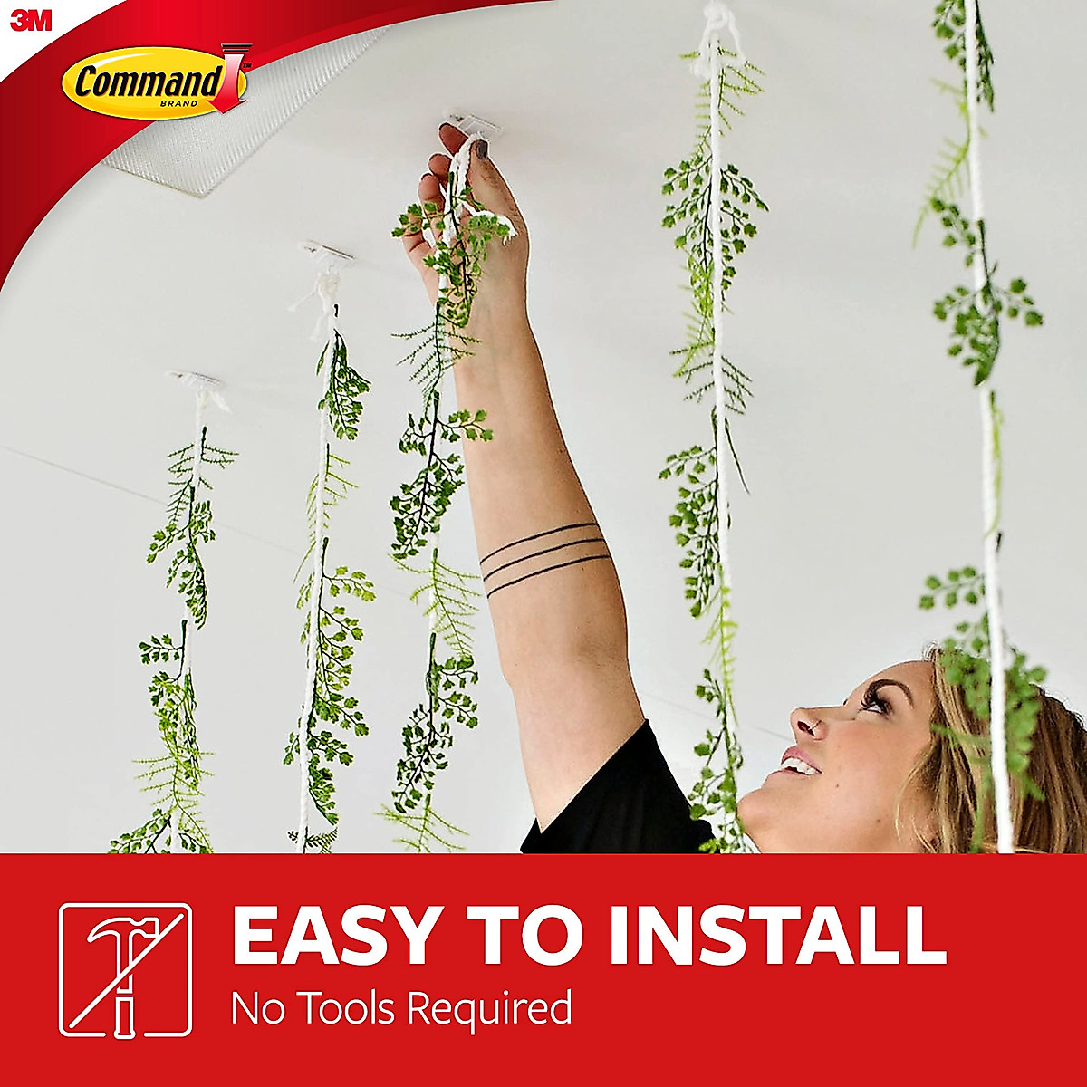 Command Ceiling Hooks, Total 12 Hooks with 16 Command Strips, Decorate Damage-Free, 3 count (Pack of 4)