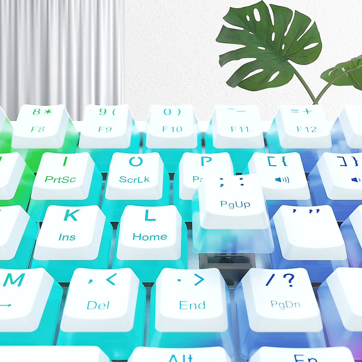 STOGA 60% Gaming Keyboard, White Mini Keyboard with Rainbow Blacklit, Wired Mechanical Keyboard for Computer, 61keys RGB Keyboard with Brown Switch,Pudding Keycap Keyboard for Windows PC/Mac Gamers