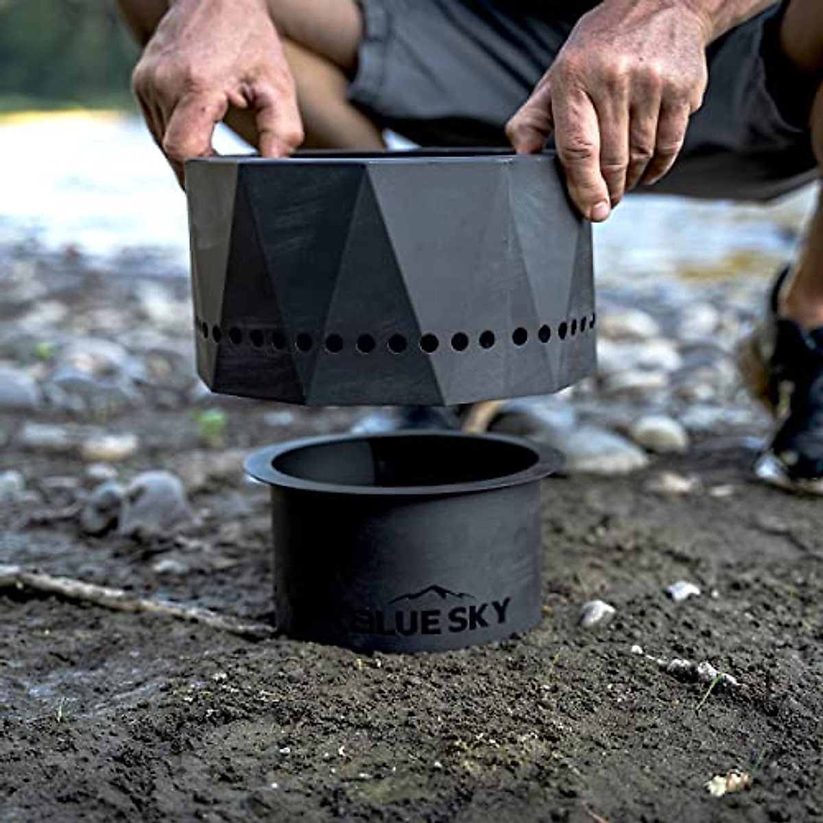 Blue Sky Outdoor Living Pike Ultra Portable Fire Pit, Portable Smokeless Fire Pit with Carrying Bag, Black